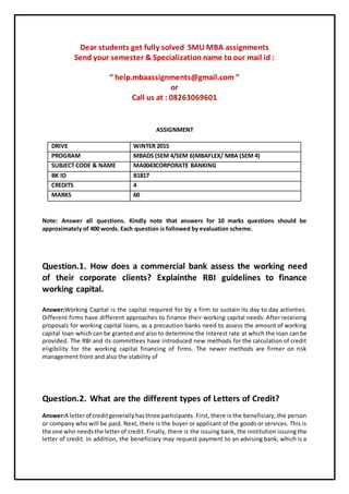 Ma0043 corporate banking | DOCX