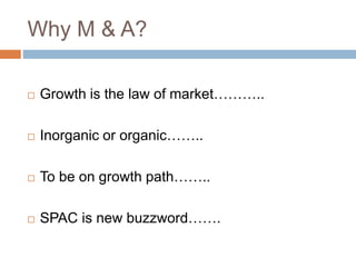 Basic introduction to merger and aquisitions | PPTX