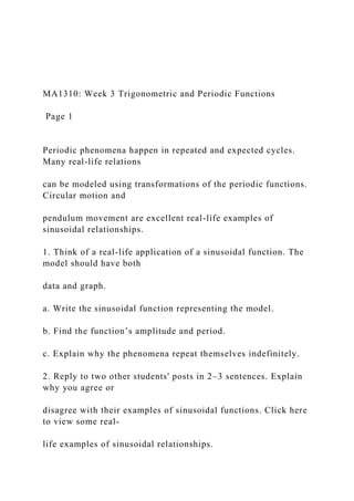 MA1310 Week 3 Trigonometric and Periodic Functions Page .docx