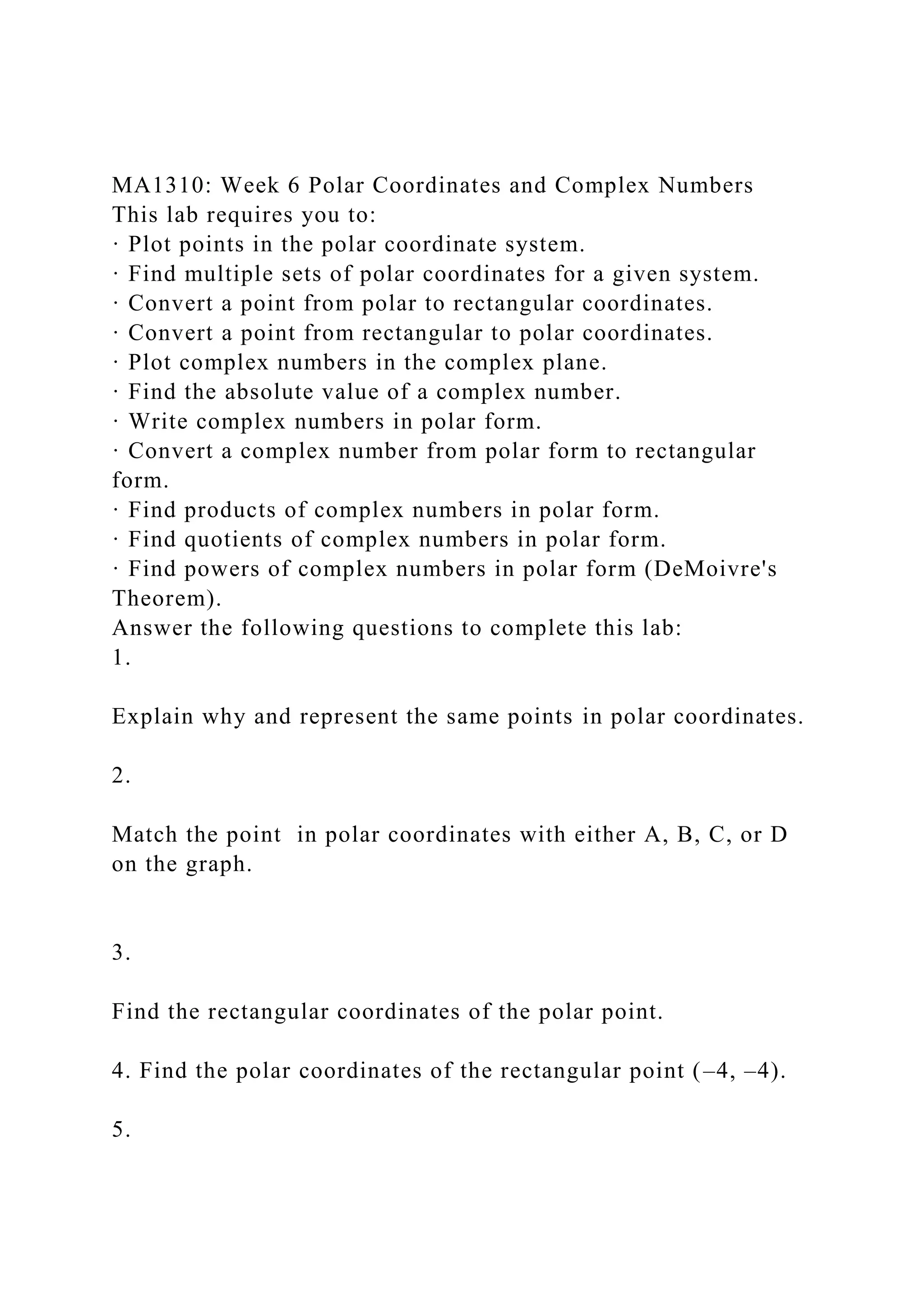 MA1310 Week 6 Polar Coordinates and Complex NumbersThis lab req.docx