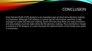 CVP analysis :Concept, Objective, Assumption | PPT
