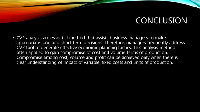 CVP analysis :Concept, Objective, Assumption | PPT