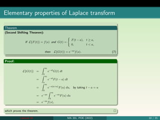 Laplace Transform Handout MA201 (July Nov 2022) IIT Guwahati | PDF