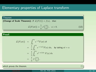Laplace Transform Handout MA201 (July Nov 2022) IIT Guwahati | PPT