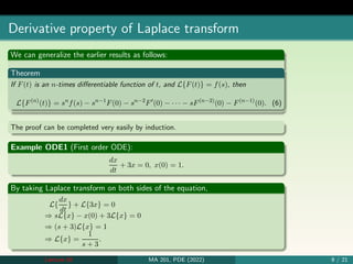 Laplace Transform Handout MA201 (July Nov 2022) IIT Guwahati | PDF