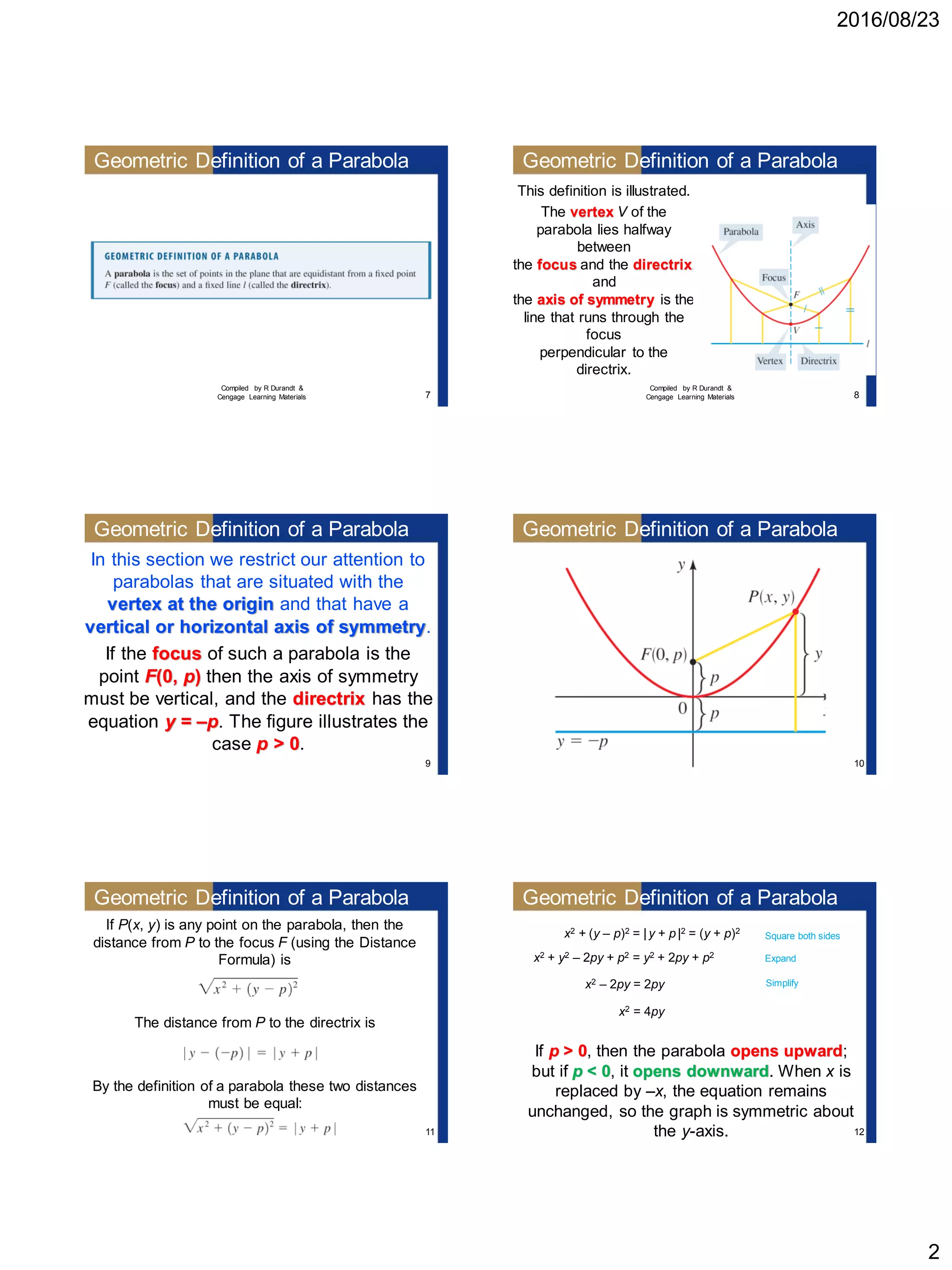 introduction to conics: parabola | PDF