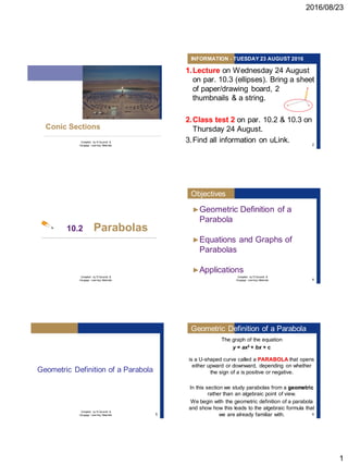 introduction to conics: parabola | PDF