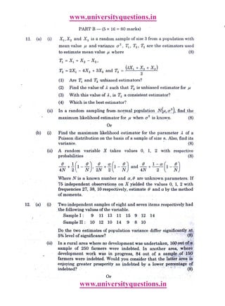 Ma5165 statistical methods for engineers-previous year question papers | PDF