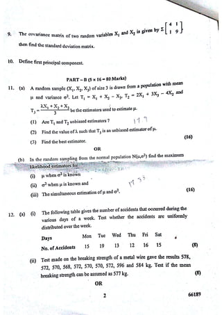 Ma5165 statistical methods for engineers-previous year question papers | PDF