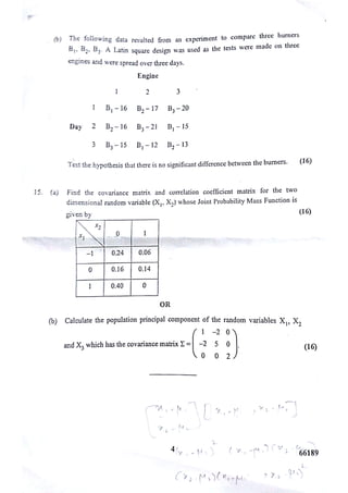 Ma5165 statistical methods for engineers-previous year question papers | PDF
