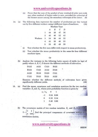 Ma5165 statistical methods for engineers-previous year question papers | PDF