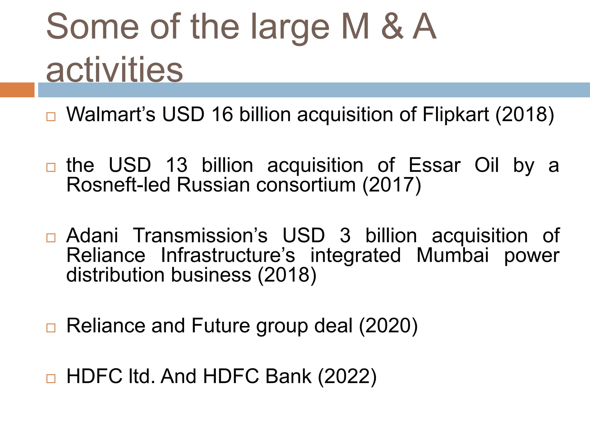 Practical examples of Merger and Aquisition from India | PPTX
