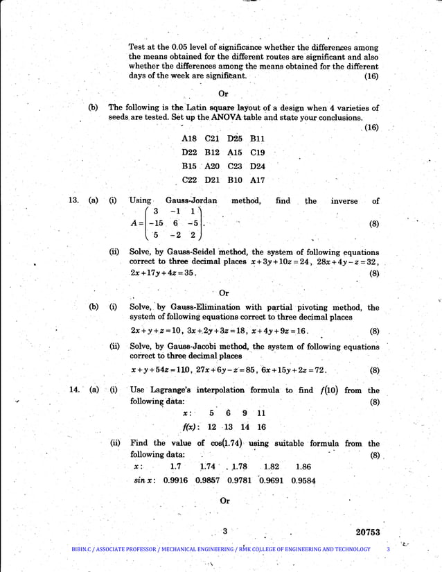 Ma6452 STATISTICAL AND NUMERICAL METHODS | PDF