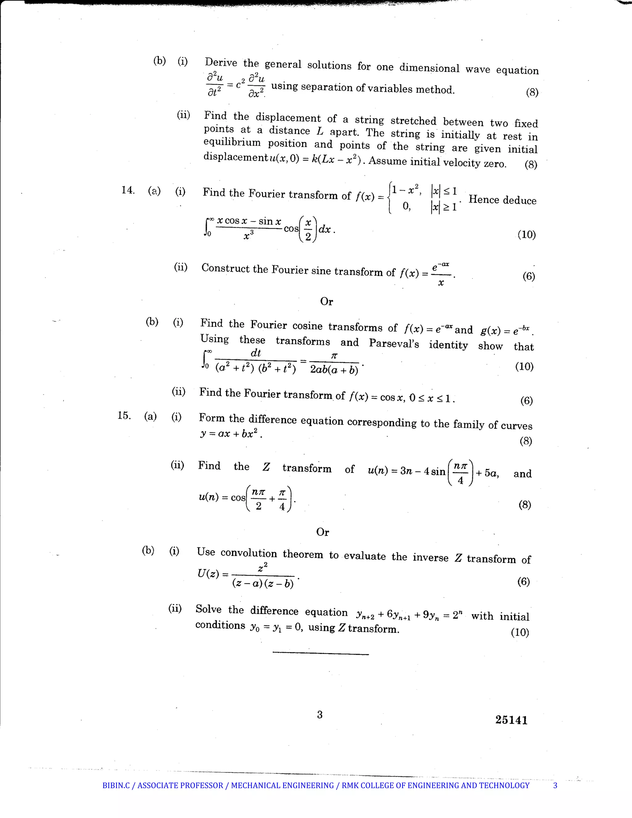 Ma8353 TRANSFORMS AND PARTIAL DIFFERENTIAL EQUATIONS | PDF