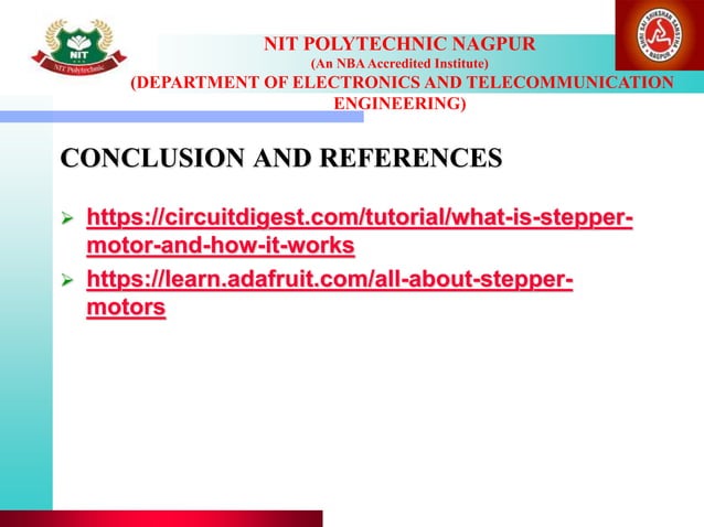 PREPARE A CHART OF STEPPER MOTOR TO DISPLAY ITS FEATURES AND STEPS FOR ITS OPERATION USING DATA ...