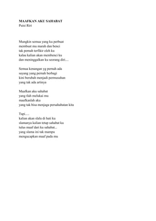 Maafkan Aku Sahabat Pdf