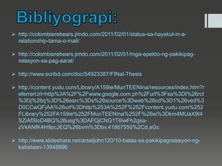 Maagang pakikipagrelasyon. | PPTX