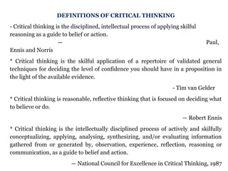 critical thinking & decision making pptx | PPTX