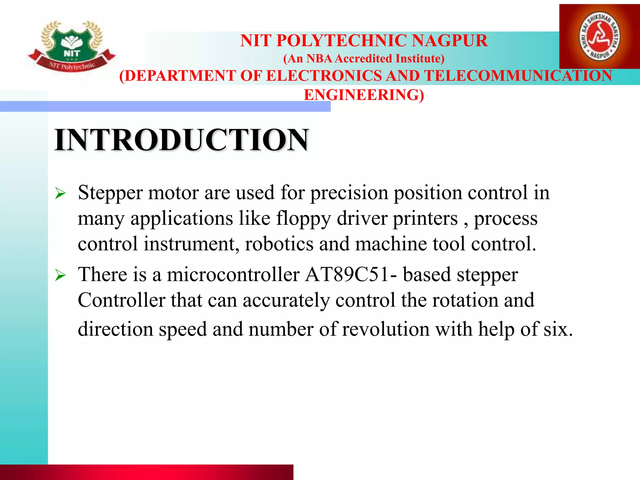 Stepper Motor Controller Using Microcontroller Ppt