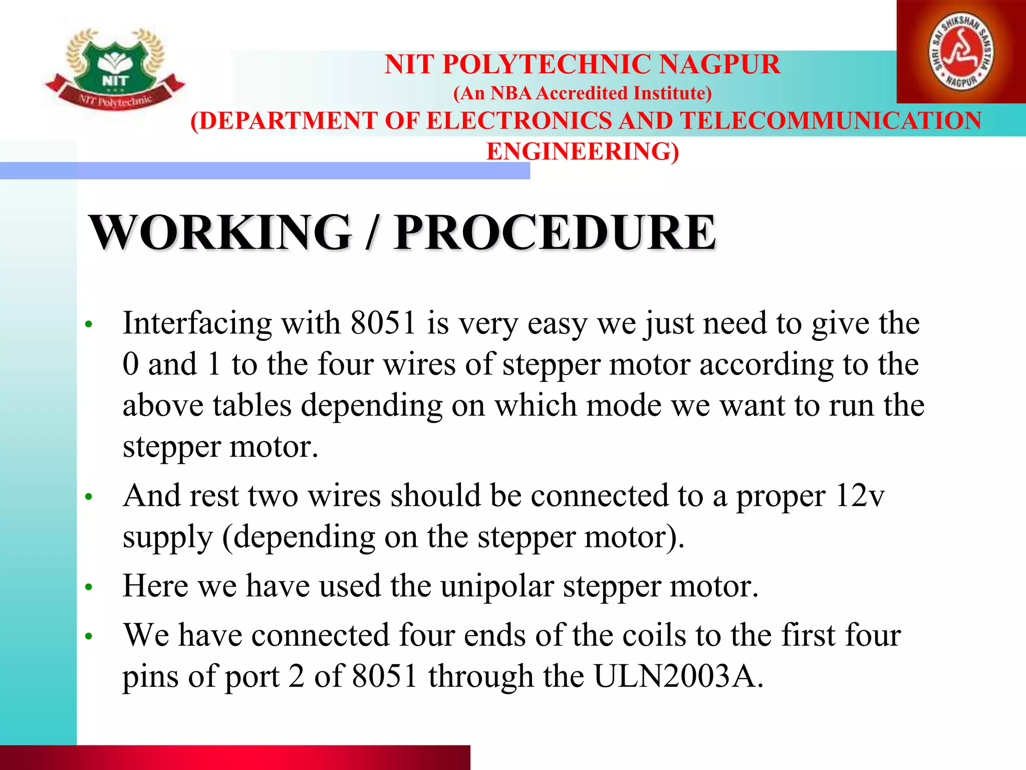 Stepper Motor Controller Using Microcontroller Pptx