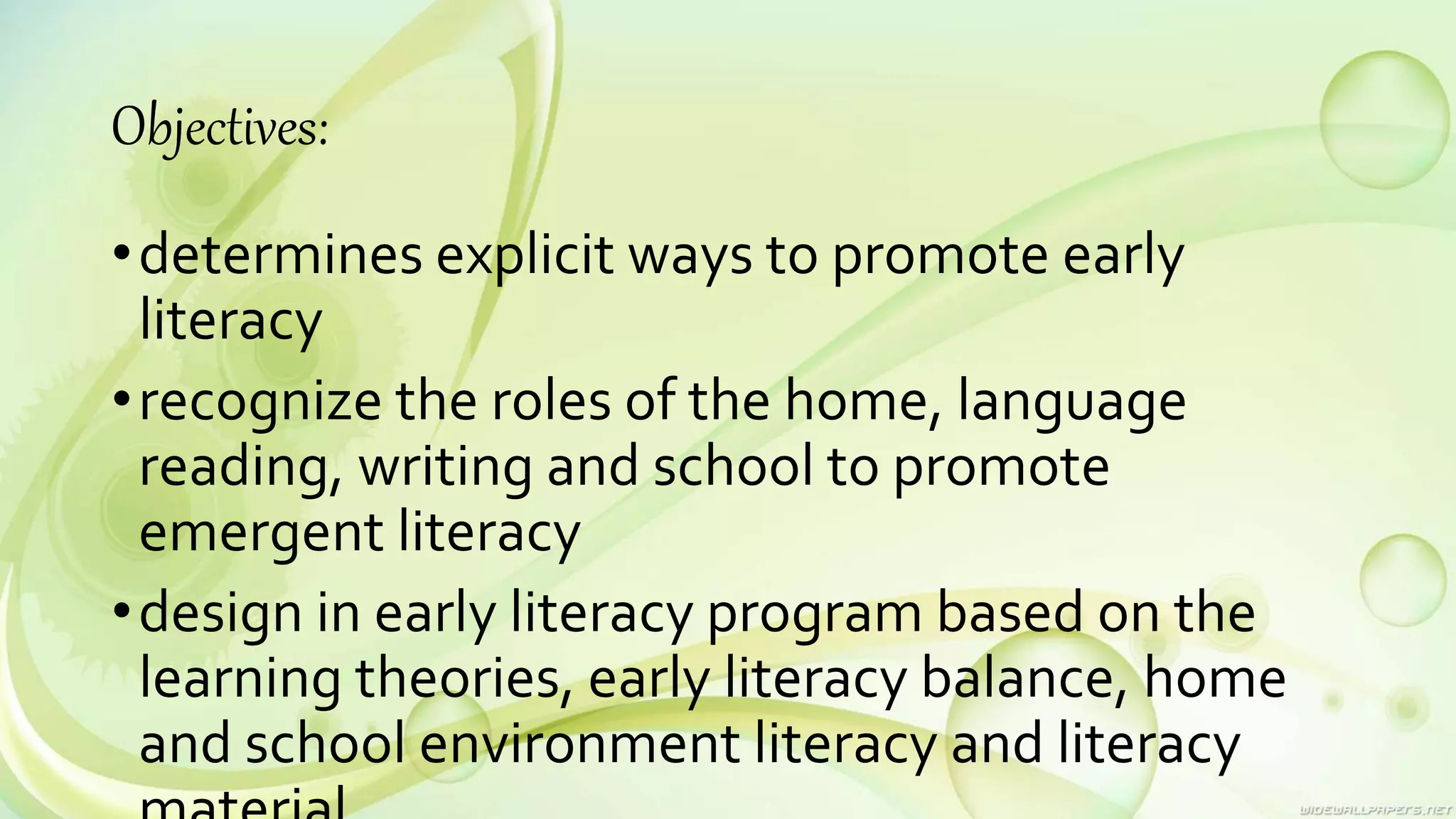 promoting early literacy | PPTX