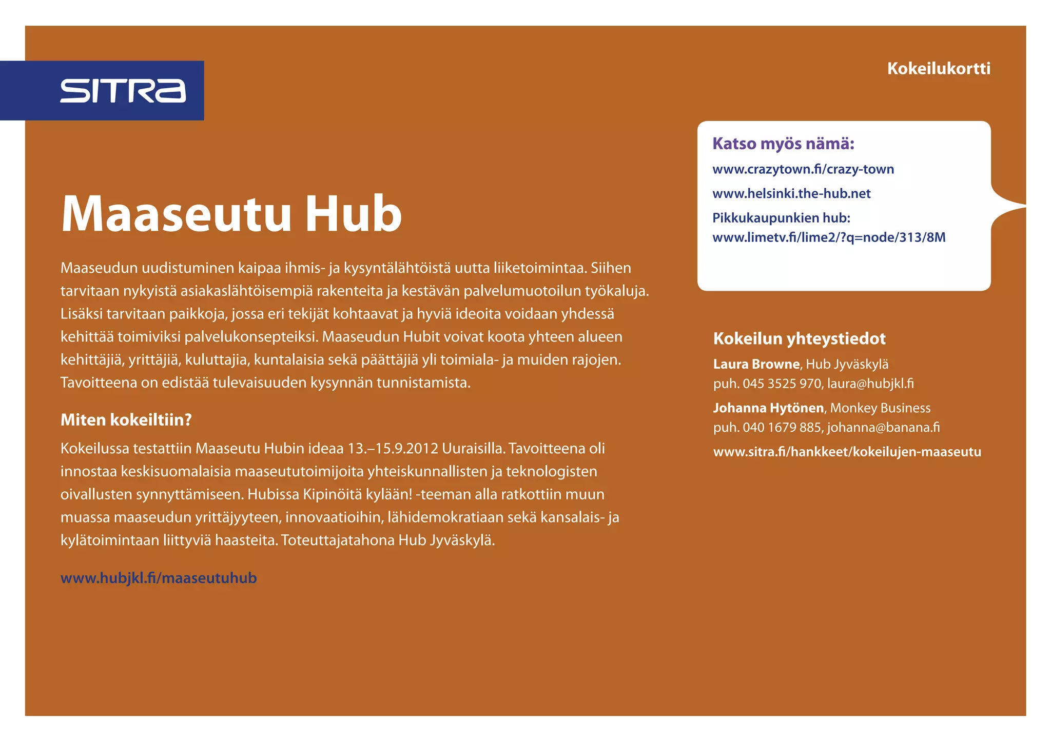 Maaseutu Hub: Kokeilukortti | PPT