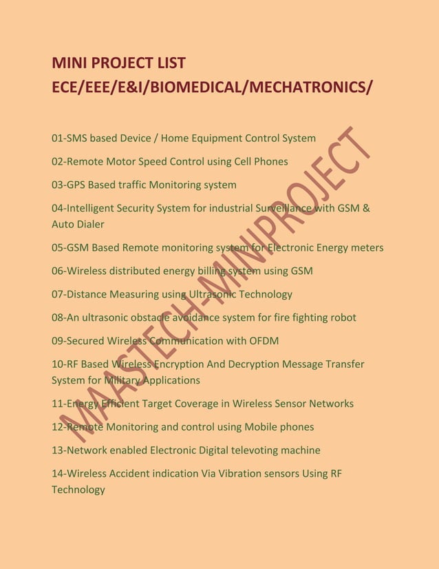 Maastech mini project list for ece2014 | PDF