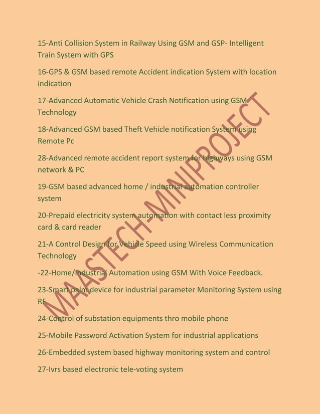 Maastech mini project list for ece2014 | PDF