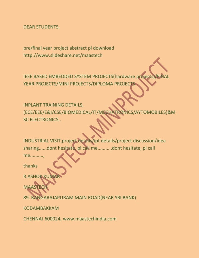 Maastech mini project list for ece2014 | PDF