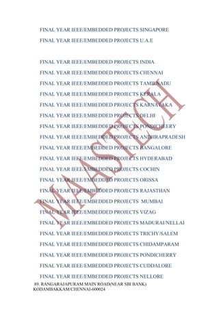 FINAL YEAR IEEE EMBEDDED SYSTEM PROJECTS-INDIA/TAMILNADU/KERALA ...