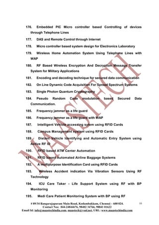IEEE BASED EMBEDDED SYSTEMS ECE/EEE/BIOMEDICAL PROJECTS CHENNAI/TRICHY/SALEM | DOC