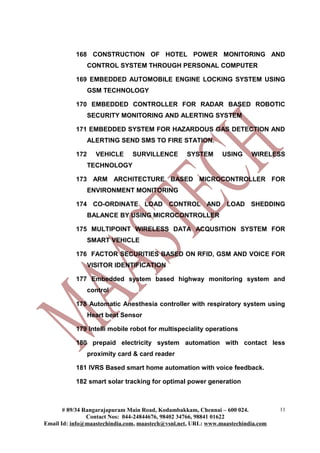 FINAL YEAR DIPLOMA PROJECTS LIST FOR DECE/DEEE/DCT/DME | DOC