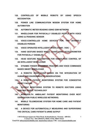 FINAL YEAR DIPLOMA PROJECTS LIST FOR DECE/DEEE/DCT/DME | DOC
