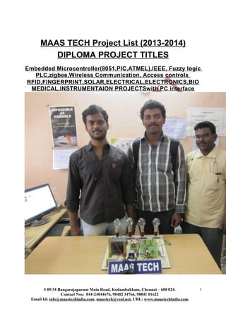 DIPLOMA PROJECT TITLES FOR ELECTRONICS COMMUNICATION ENGINEERING-DECE ...