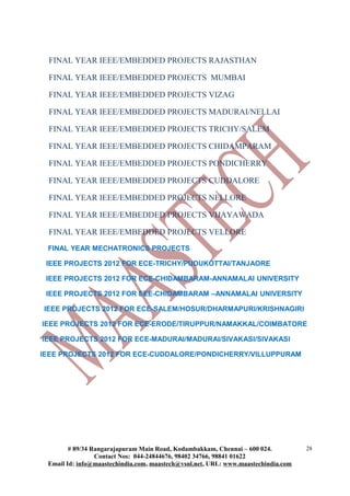 IEEE PROJECTS 2012 FOR EEE-TRICHY/TANJAORE/NAGAPATTINAM/THIRUVARUR | DOC