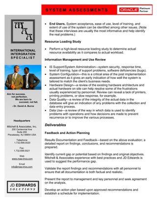 JD Edwards EnterpriseOne System Assessment | PDF