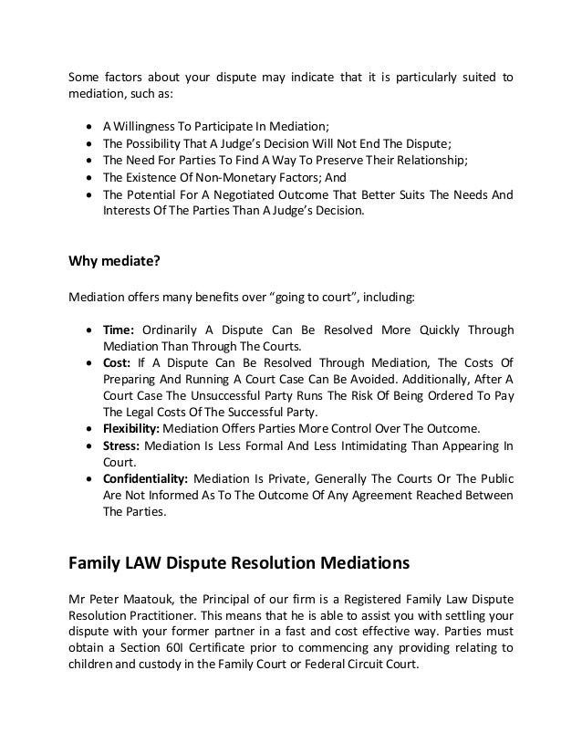 Mediation & Family Law Dispute Resolution