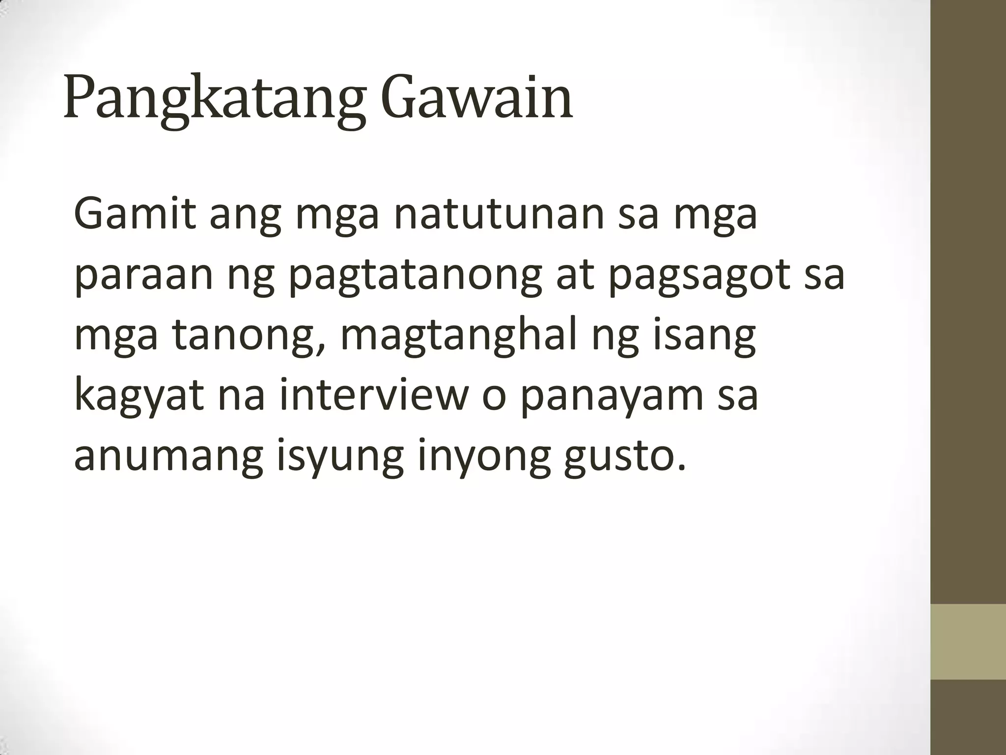 Maayos na Pagtatanong at Pagsagot sa Tanong | PPTX