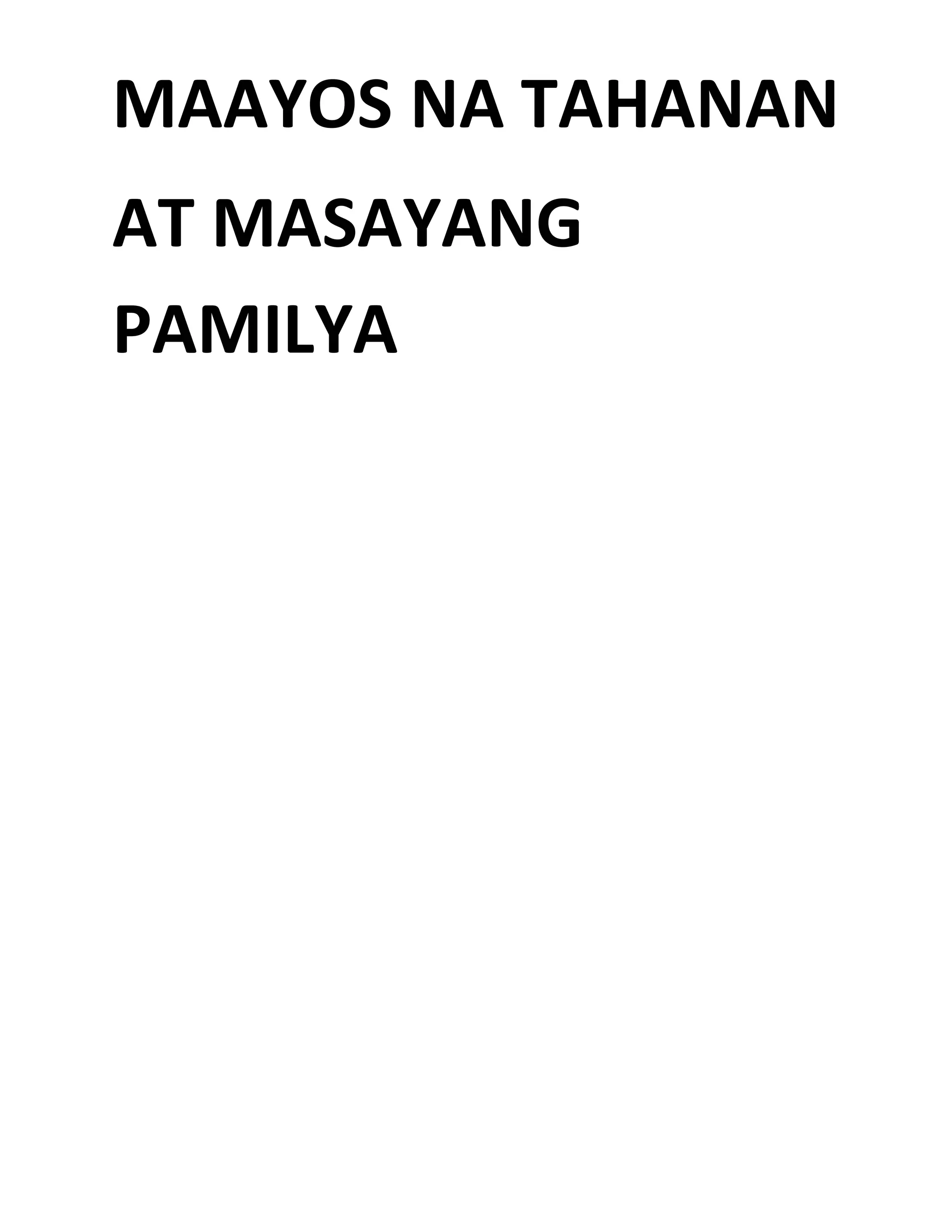 Maayos na tahanan | DOCX