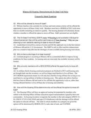 MAB Housing Renovation & On Base First Policy Q&A | PDF