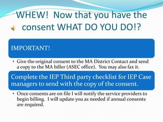 IEP Case Manager 3rd Party/MA Billing Training | PDF | Special ...