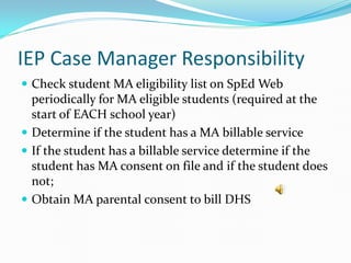 IEP Case Manager 3rd Party/MA Billing Training | PDF | Special ...