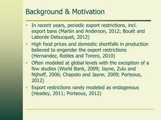 Tanzania’s Maize Export Ban and Heterogeneous Impacts on Regional Food ...