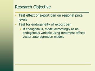 Tanzania’s Maize Export Ban and Heterogeneous Impacts on Regional Food ...