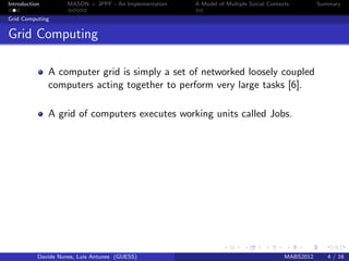 MABS2012 - Parallel Execution Of Social Simulation Models In A Grid Environment | PPT