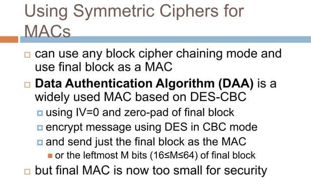 Message Authentication Requirement-MAC | PPT | Information and Network Security | Computing