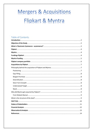 Mergers and Acquisition- Flipkart & Myntra | PDF