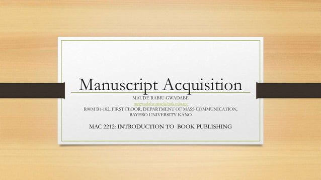 MANUSCRIPT ACQUISITION | PPT