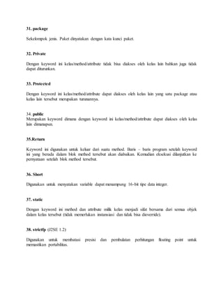 Macam macam keyword java dan penjelasanya | PDF