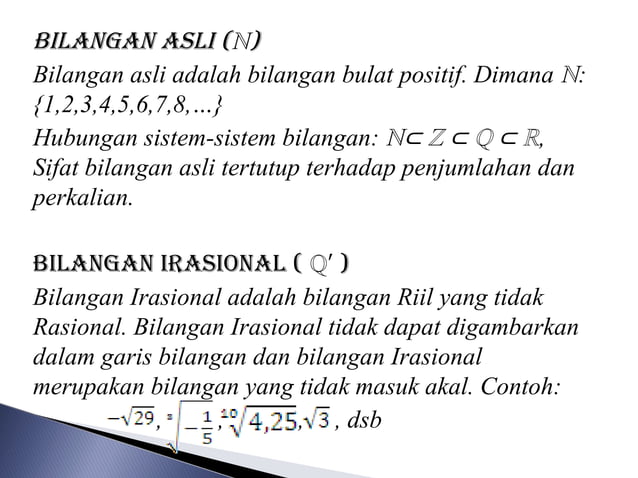 Macam macam bilangan/ Himpunan Bilangan-Bilangan | PPT